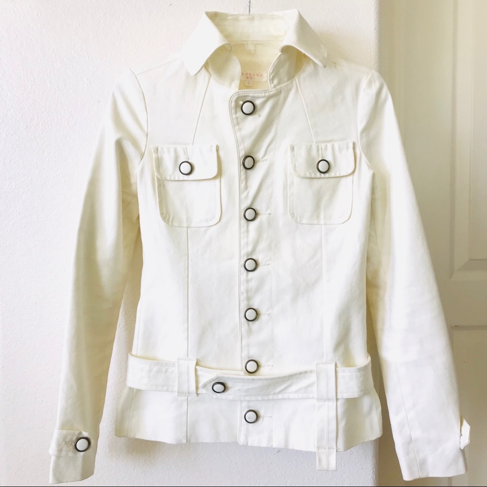 Barbara Bui Cream Trench Denim Jacket Size Small - Gem